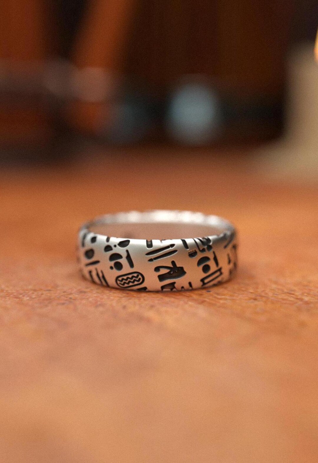 Egyptian Hieroglyphic Ring 925 Sterling Silver | Ancient Symbols Band ...