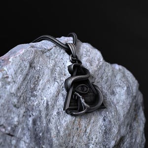 Mystical All-seeing Eye and Snake Pendant Necklace, 925 Sterling Silver ...