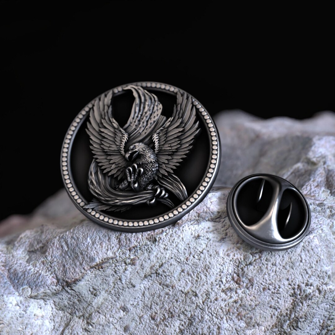 American Bald Eagle Patriotic Lapel Pin 925 Sterling Silver With USA ...