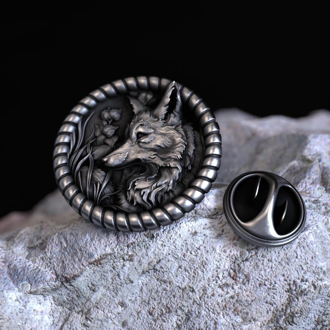 Wolf Lapel Pin: Sterling Silver Handcrafted - Detailed Animal Design - Etsy