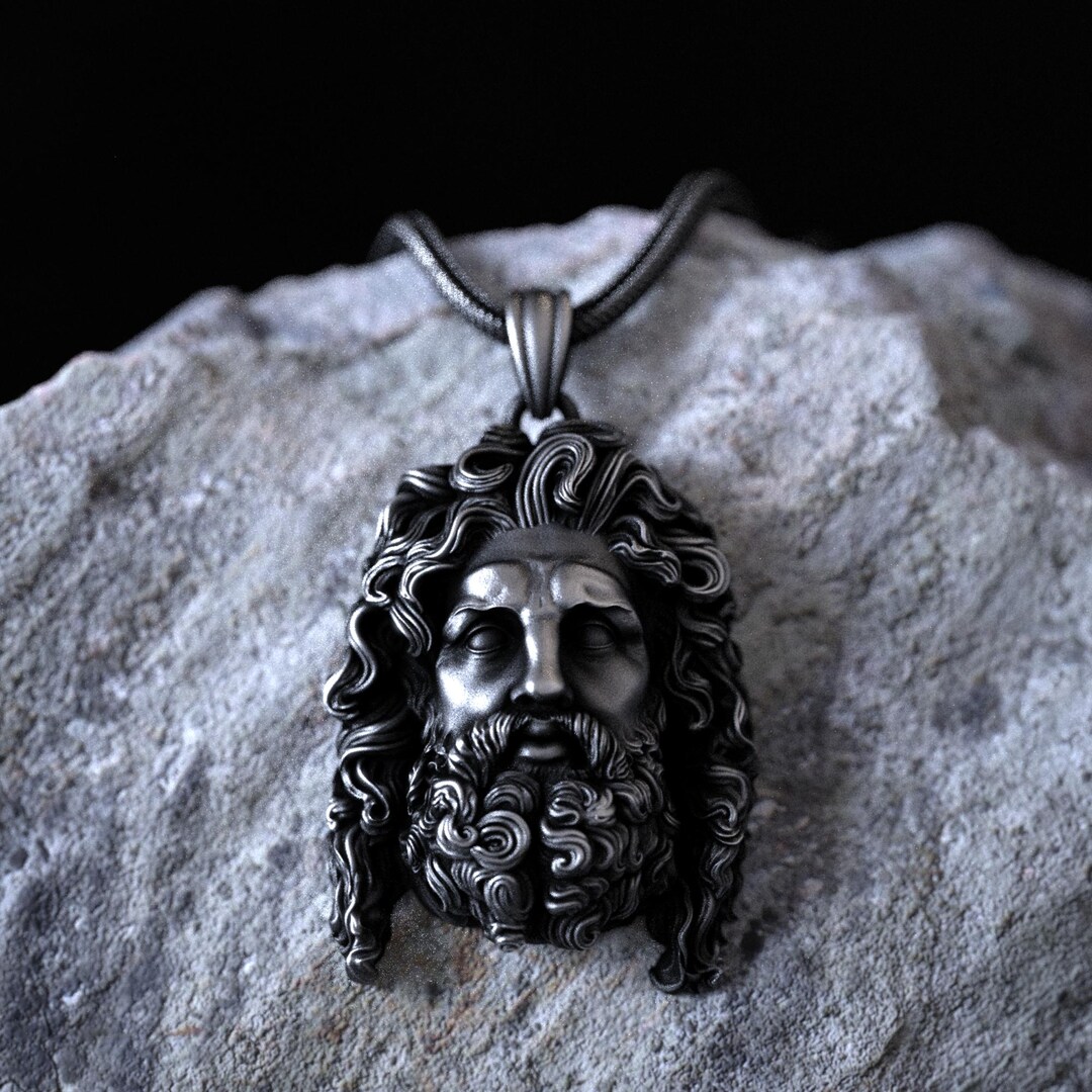 Greek God Zeus Bust Necklace 925 Sterling Silver Pendant, Greek ...