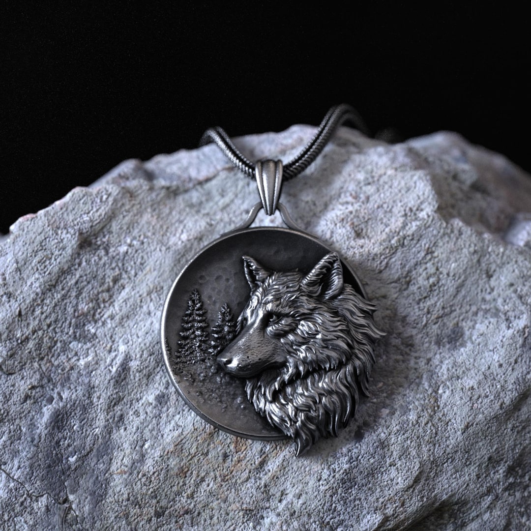 Wolf Necklace 925 Sterling Silver, 3D Handmade Wolf Pendant, Wild ...