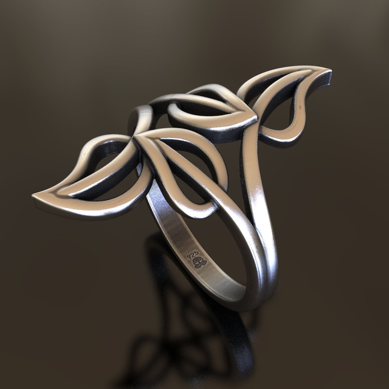 Sterling Silver Leaf Ring - Etsy