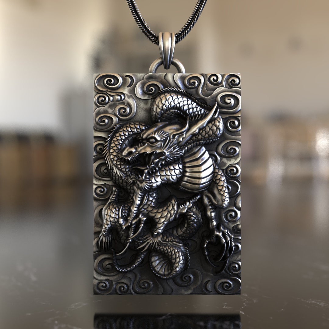 Asian-inspired Dragon 925 Sterling Silver Necklace Eastern Mythology ...