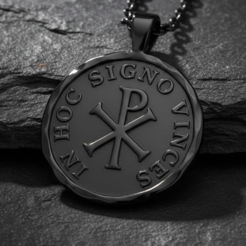 Chi Rho Constantine Cross Pendant 925 Sterling Silver Oxidized Finish ...