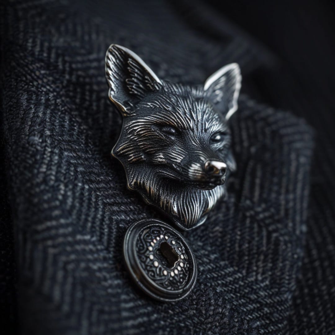 Fox Head Lapel Pin Detailed Design Symbol of Cleverness and ...