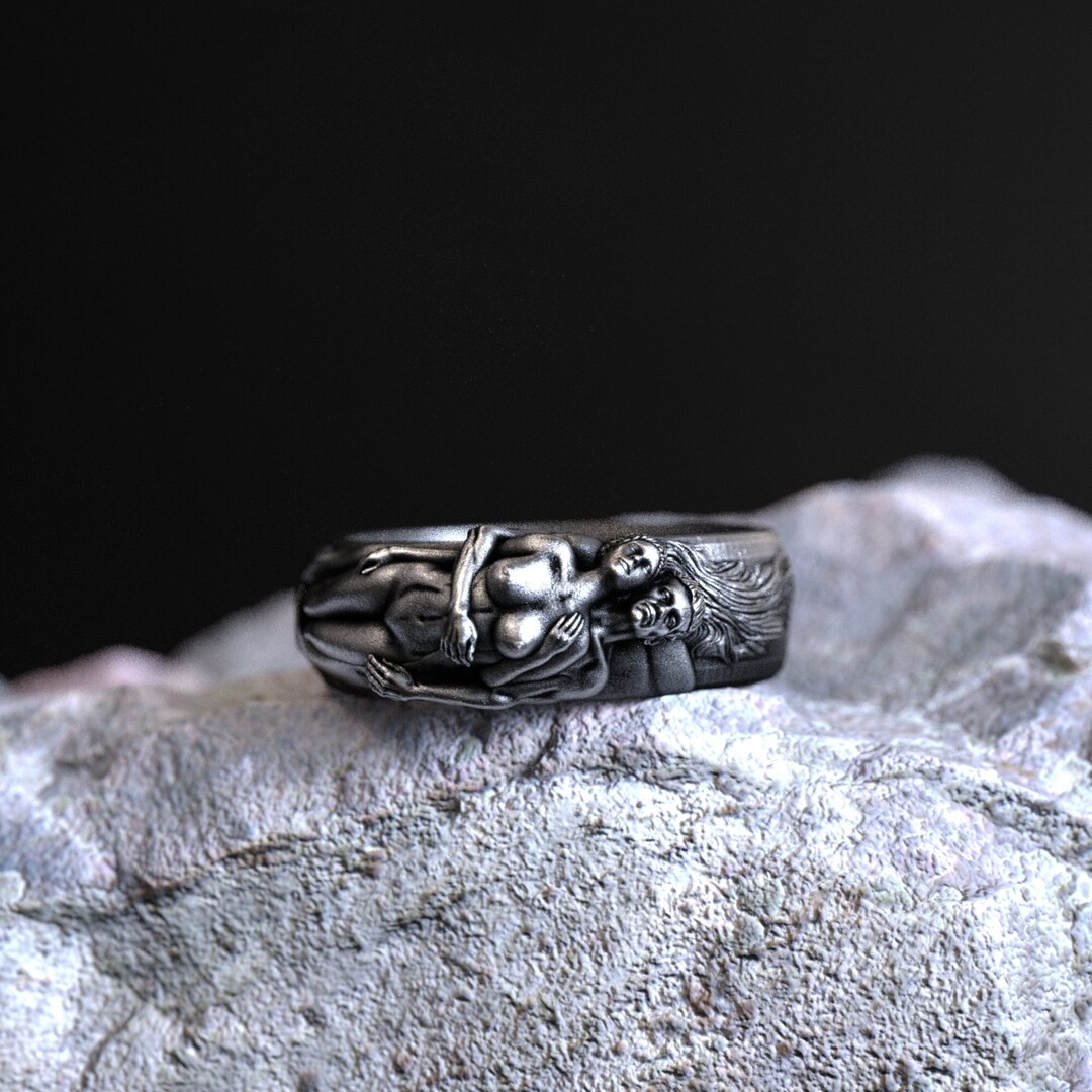 Adam & Eve Silver Ring, Handcrafted 925 Sterling, Unique Garden of Eden ...