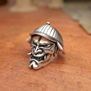 Japanese Oni Hannya Mask Ring 925 Sterling Silver Gothic Jewelry ...