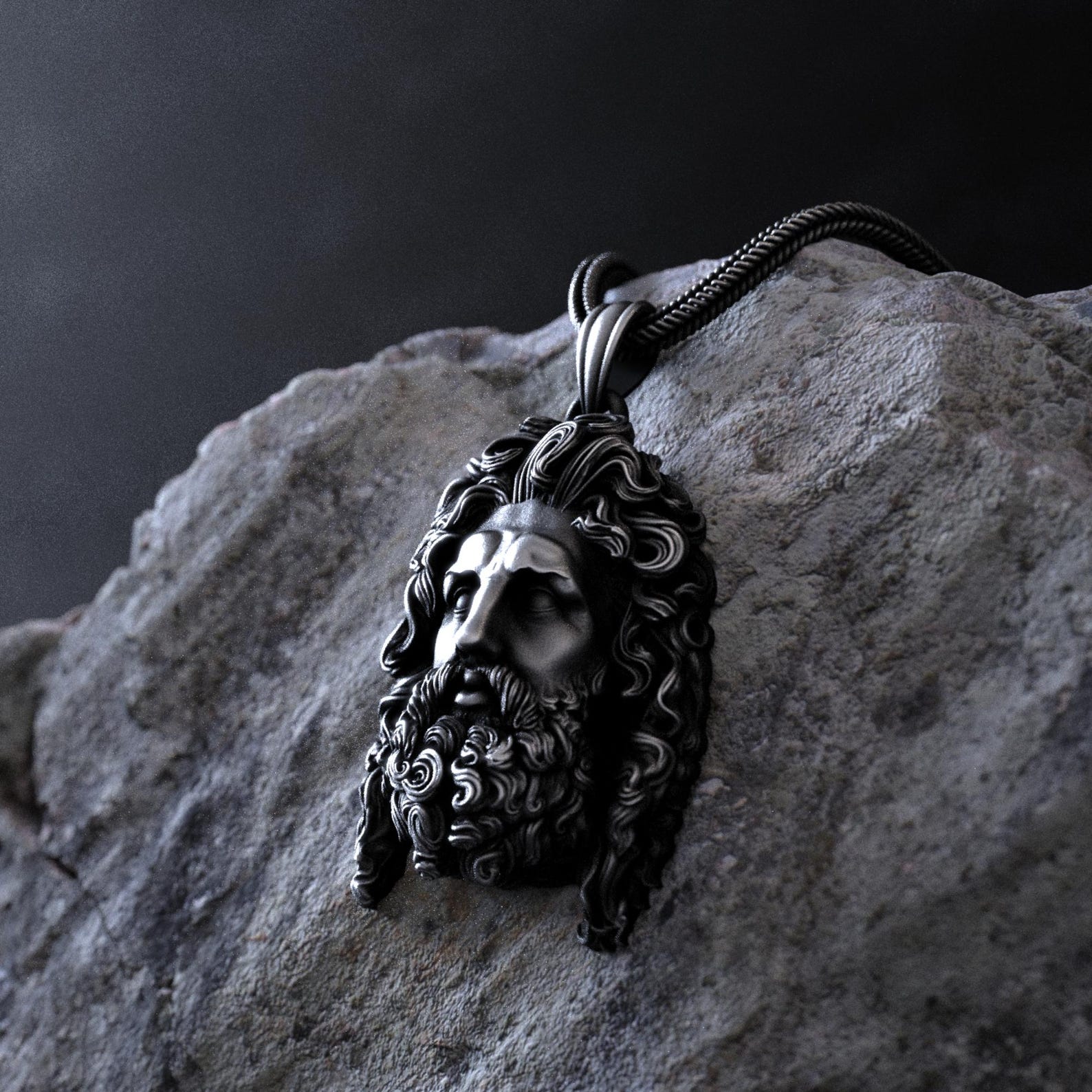Greek God Zeus Bust Necklace 925 Sterling Silver Pendant, Greek ...
