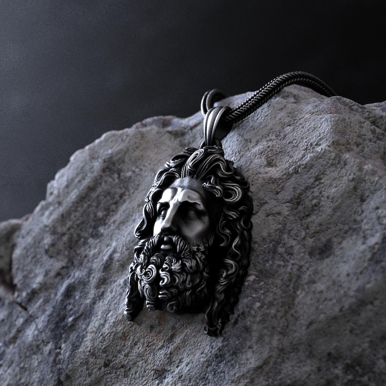 Greek God Zeus Bust Necklace 925 Sterling Silver Pendant, Greek ...