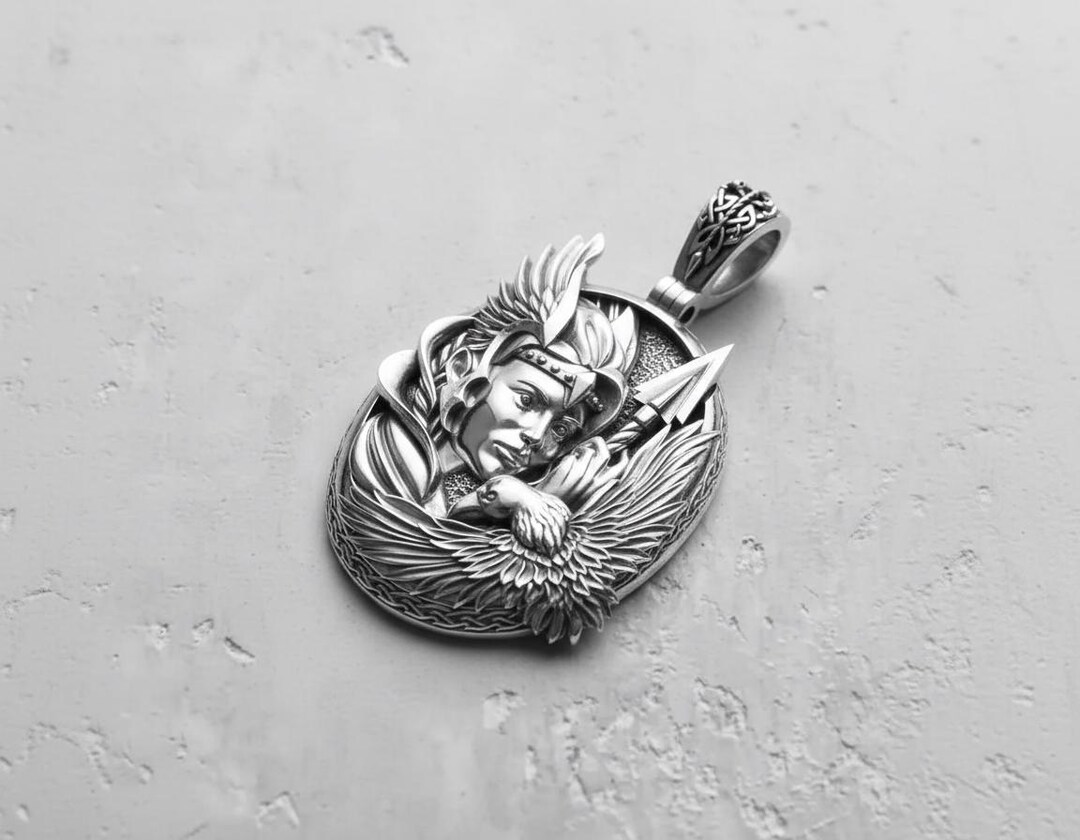 Valkyrie Eagle Pendant 925 Sterling Silver Oxidized Finish Norse ...