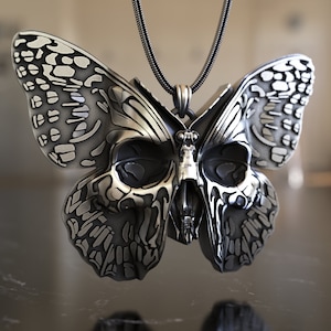 Butterfly With Skull 925 Sterling Silver Necklace - Skull Necklace ...