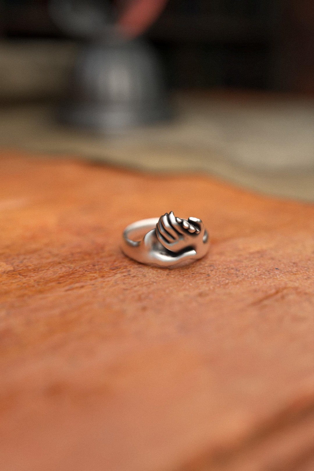 Interlocking Holding Hands Ring, 925 Sterling Silver Romantic Love ...