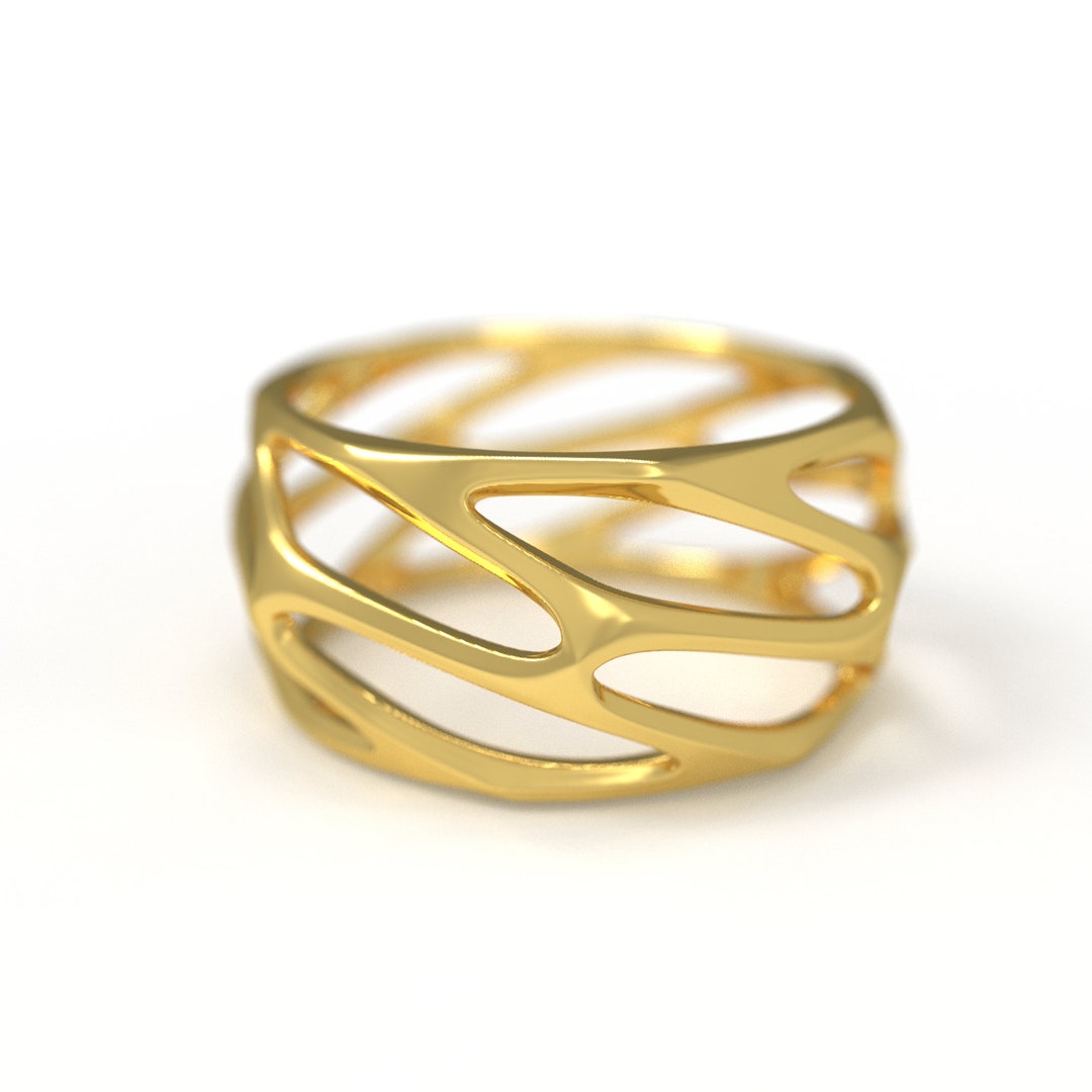 Parametric Design Gold Ring - Unique Geometric Artistry, Modern ...