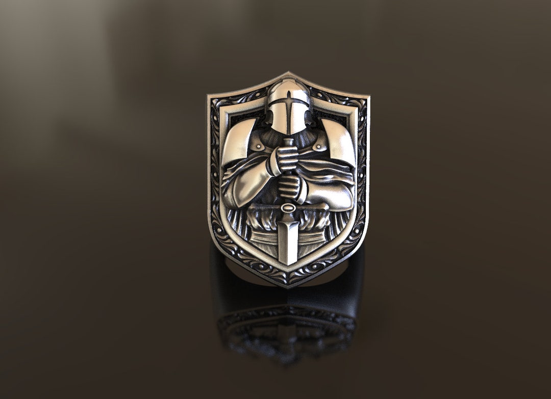 Crusader Knight Handmade Silver Men Signet Ring, Christian Medieval ...