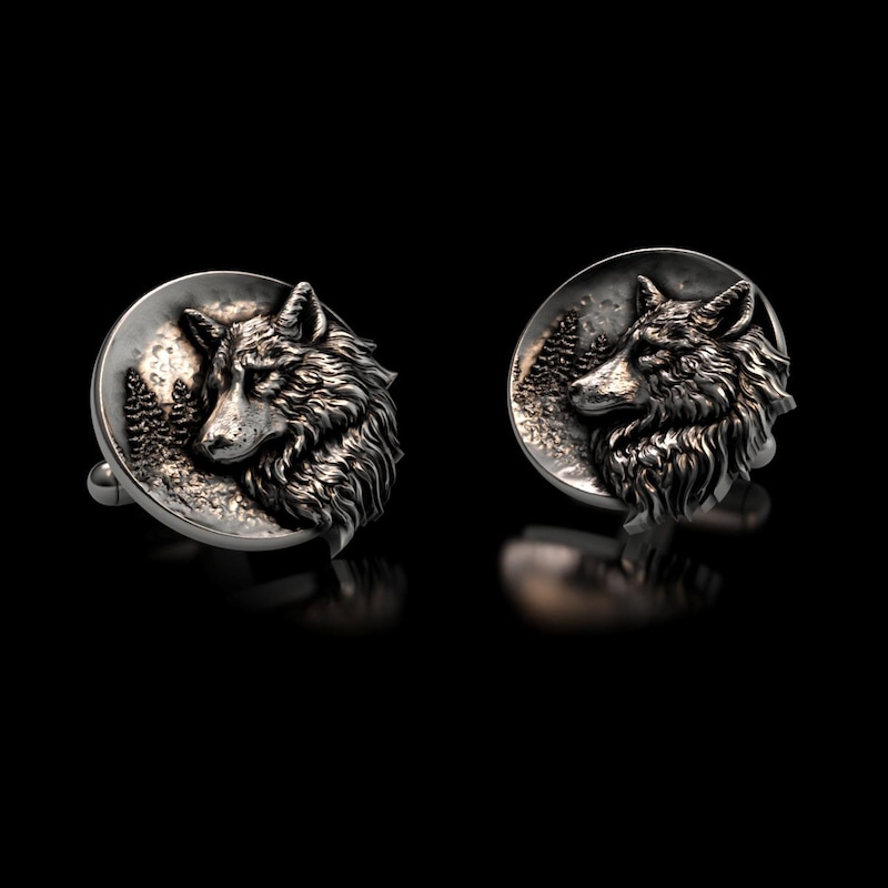Wolf Cufflinks - Etsy