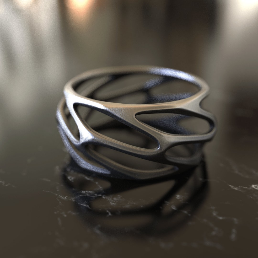 Parametric Design Handmade Sterling Silver Men Brutal Ring, Silver Men Wedding Ring, Men Wedding ...
