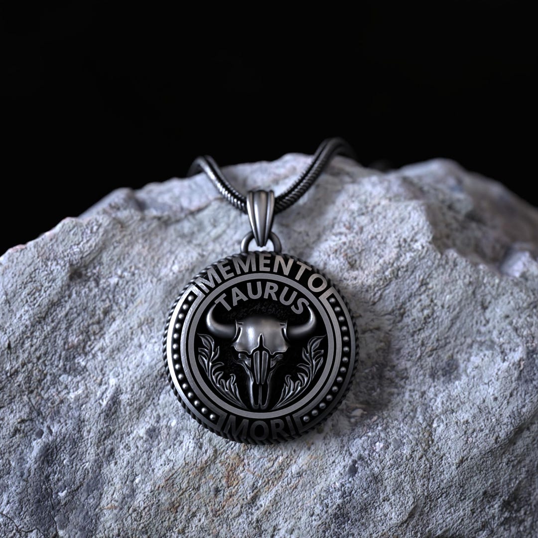 Taurus Bull Skull Necklace Memento Mori Design Handmade 925 Sterling ...