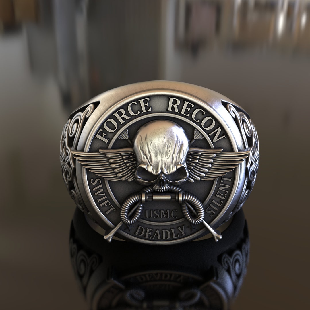 USA Recon Skull Force 925 Sterling Silver Ring. an Emblem of Valor ...