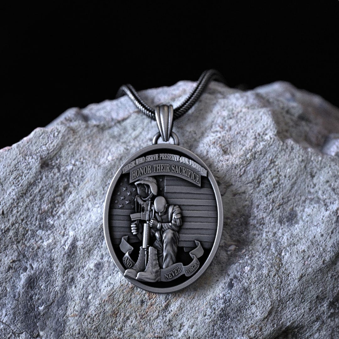 Honor Their Sacrifice Sterling Silver Memorial Necklace for Veterans ...