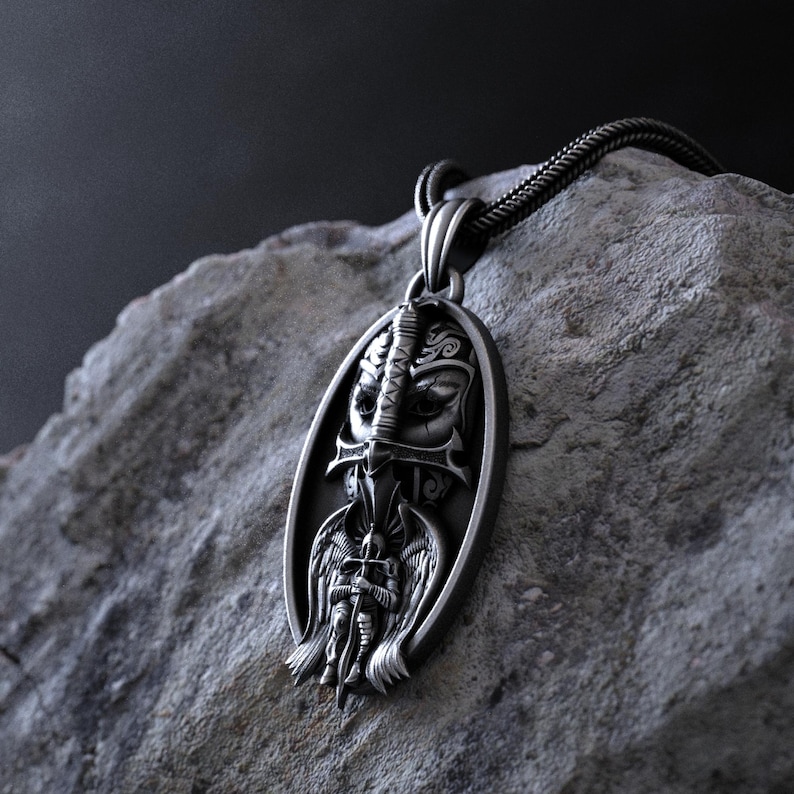 Medieval Knight Warrior Helmet Pendant, 925 Sterling Silver Necklace ...