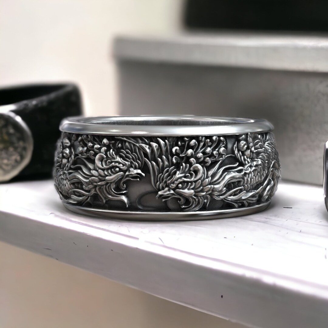 925 Sterling Silver Ring, Basan Fire Bird, Japanese Phoenix Mythology ...