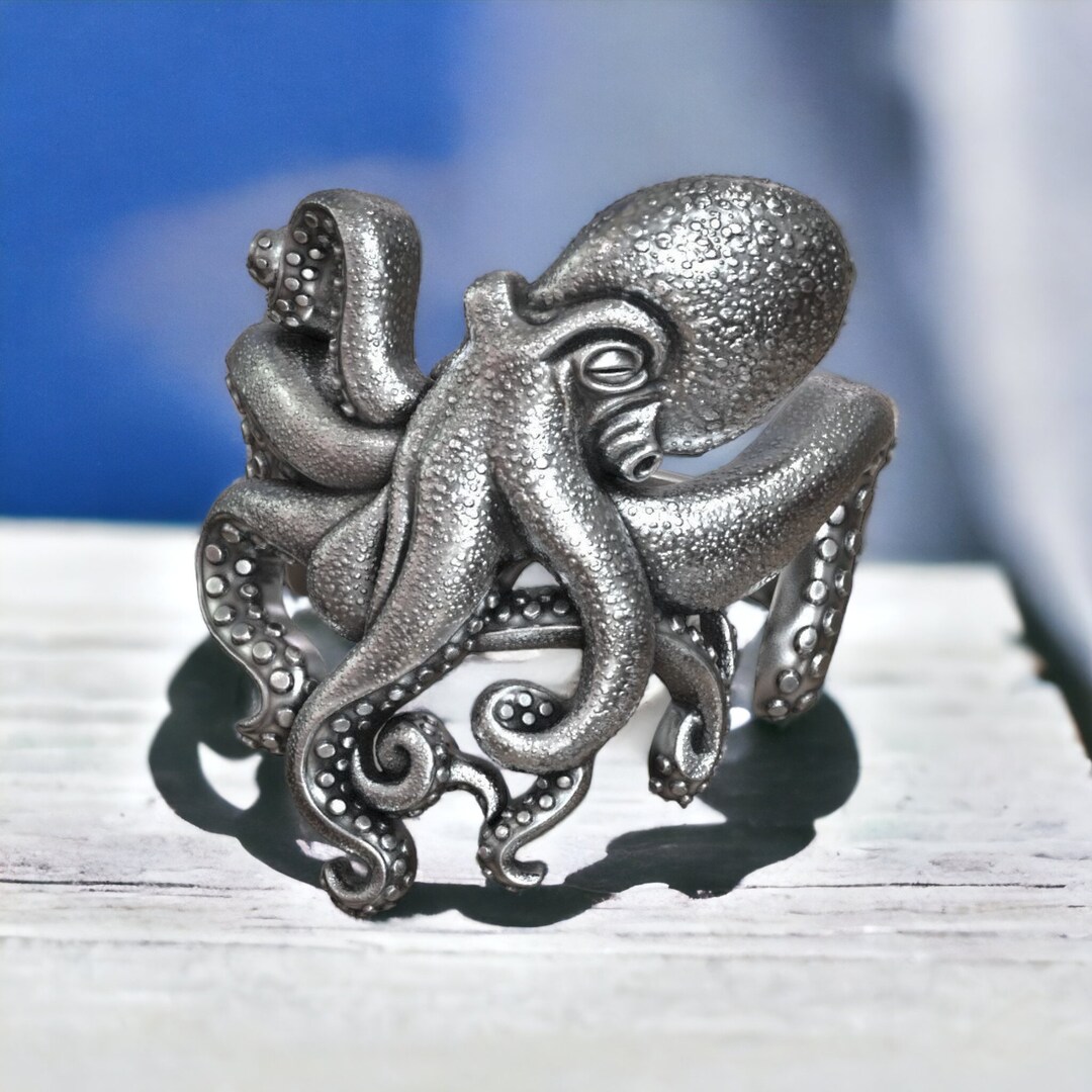 Gothic Ocean Octopus Tentacles Fashion Ring 925 Sterling Silver Unique ...