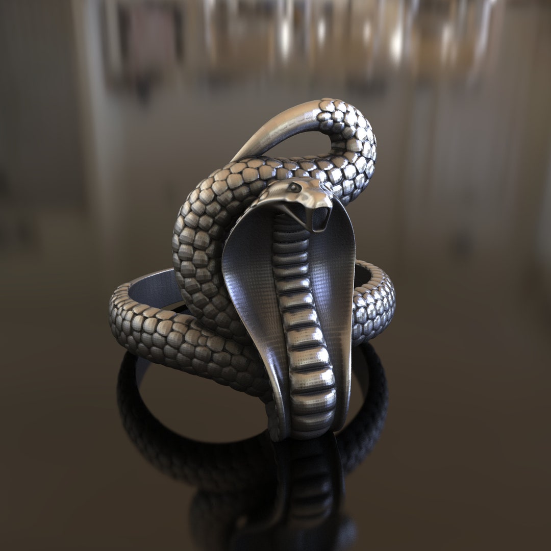 Handcrafted 925 Sterling Silver Cobra Ring, Exotic Animal-inspired ...