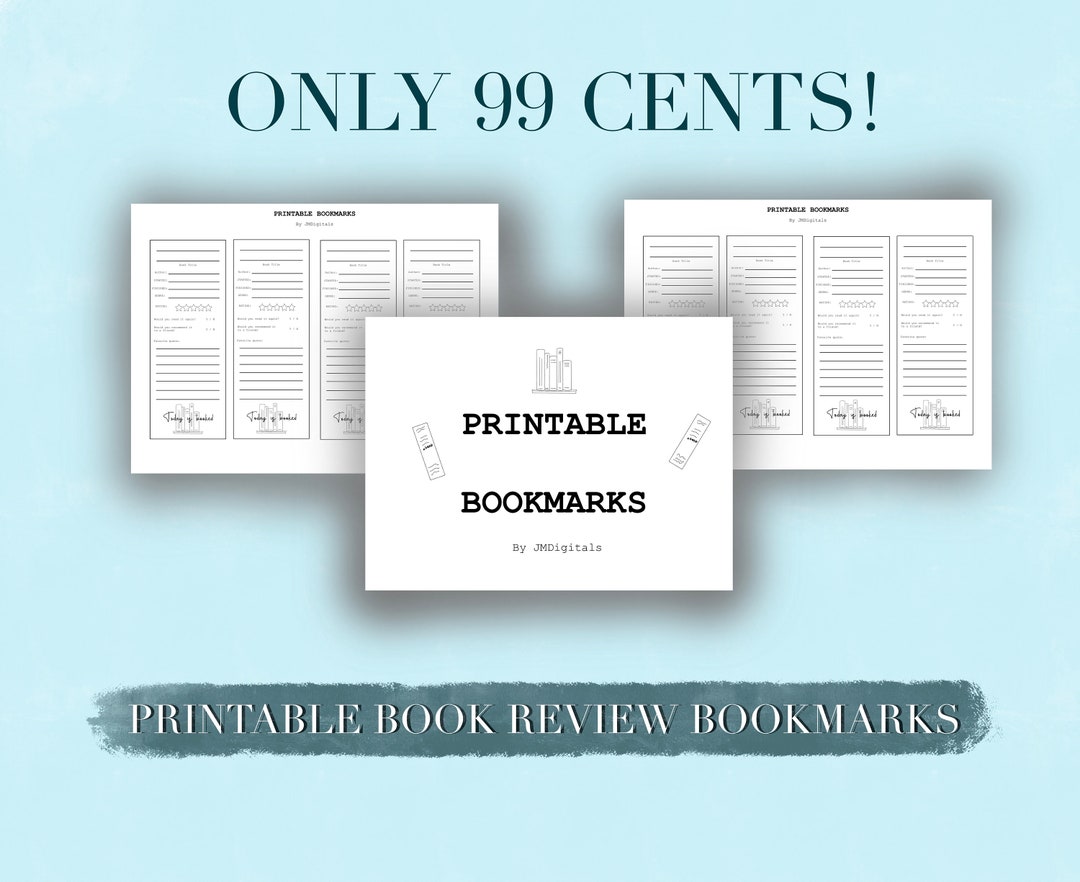 PRINTABLE Bookmark Book Review Bookmark Book Club Bookmark - Etsy