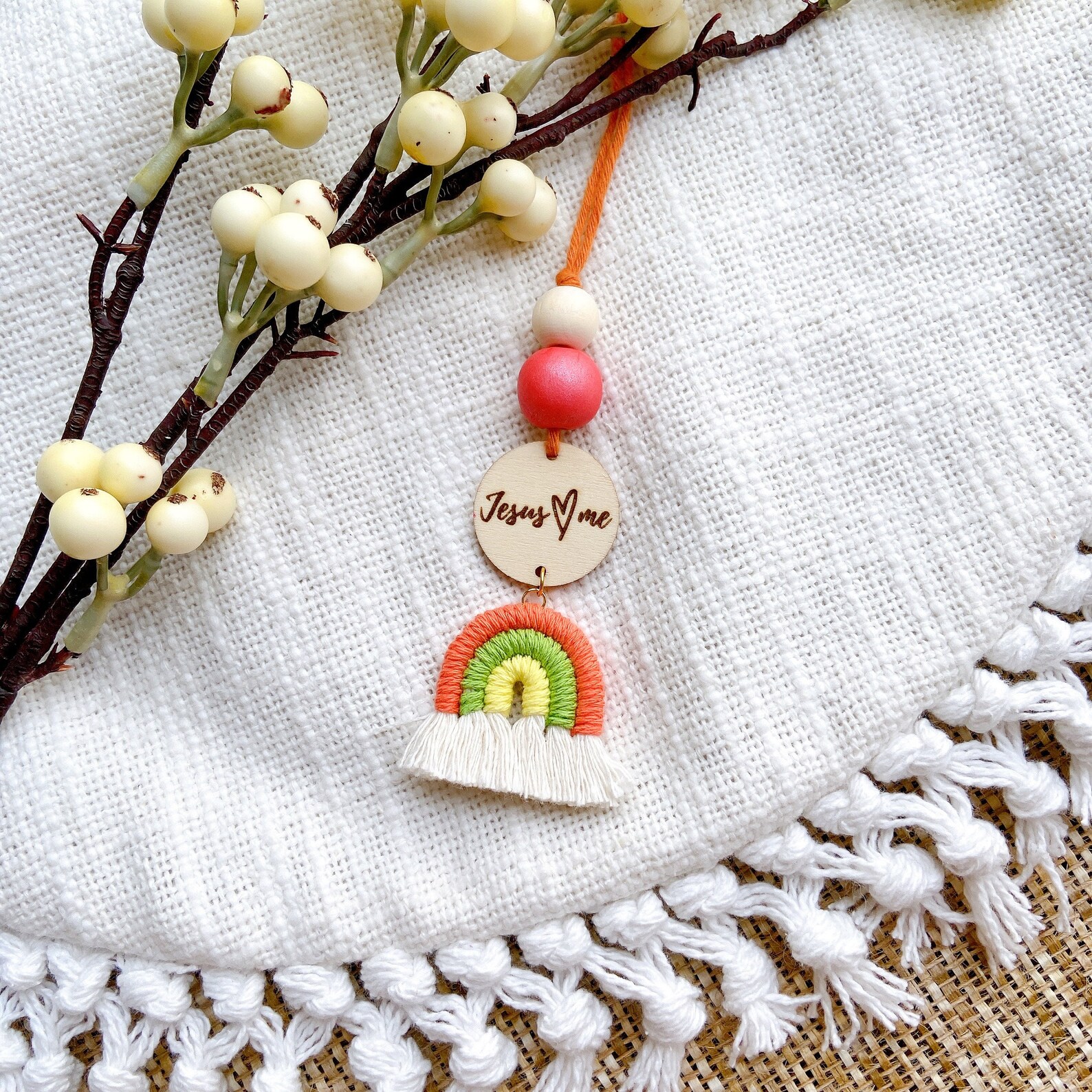 Macrame Rainbow Car Diffuser With Bible Verse - Essential Oil ...