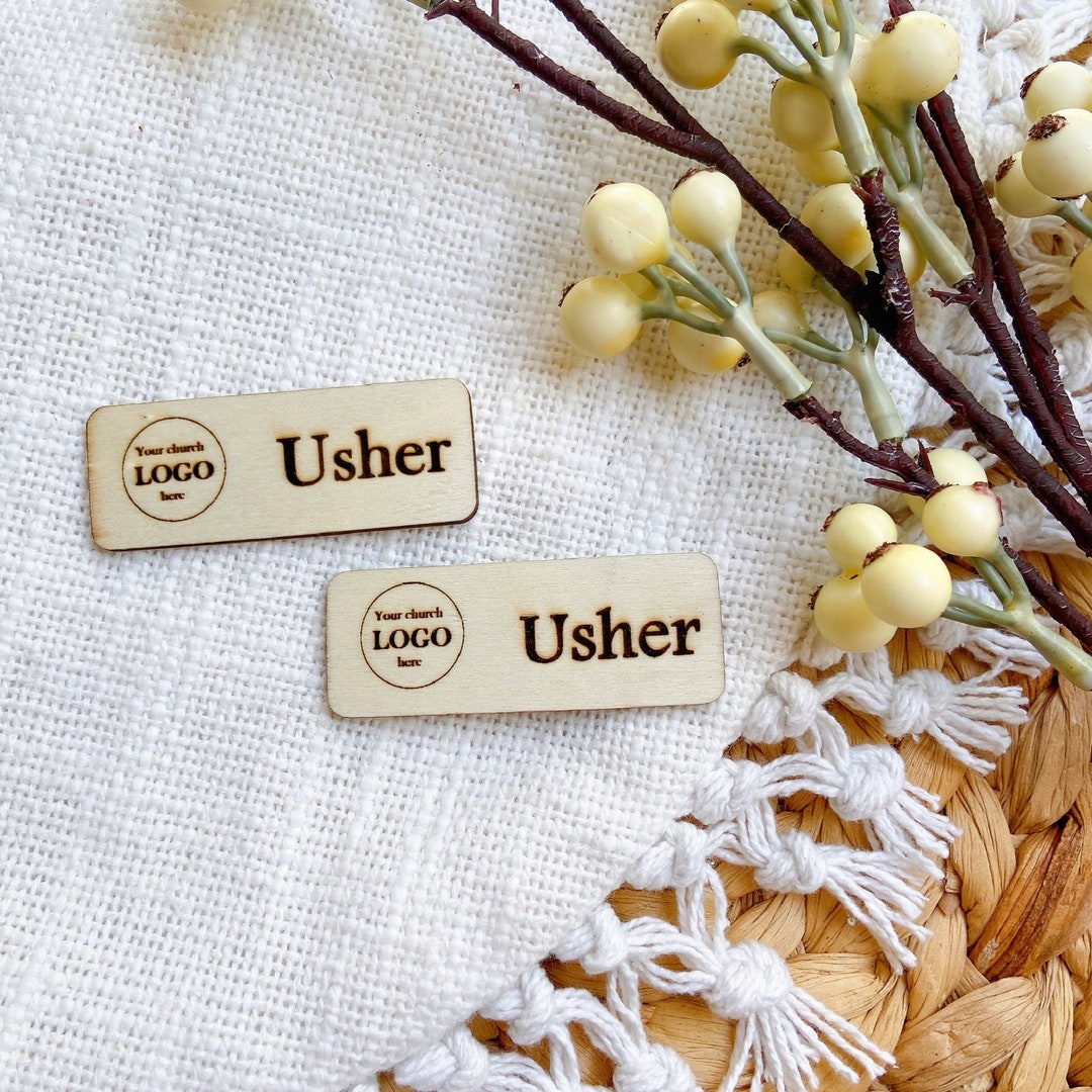 Church Wooden Name Tag Badge With Magnetic Backing or Pin Backing ...