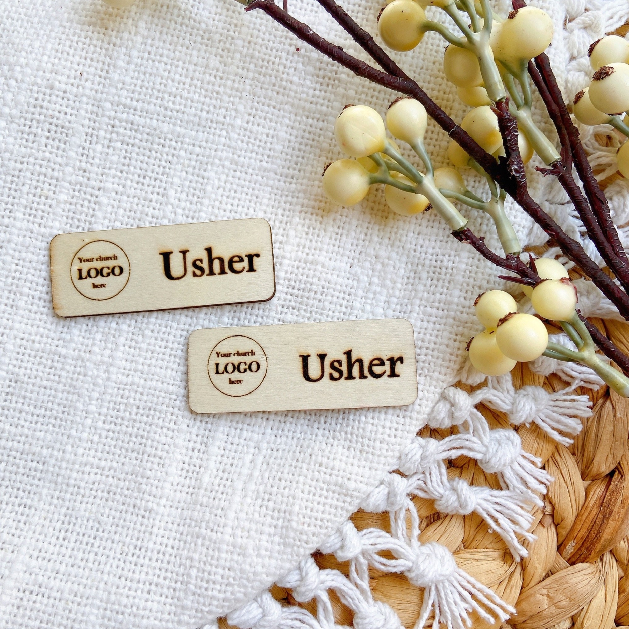 Church Wooden Name Tag Badge With Magnetic Backing or Pin Backing ...