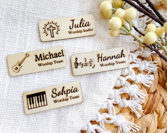 Church Wooden Name Tag Badge With Magnetic Backing or Pin Backing ...