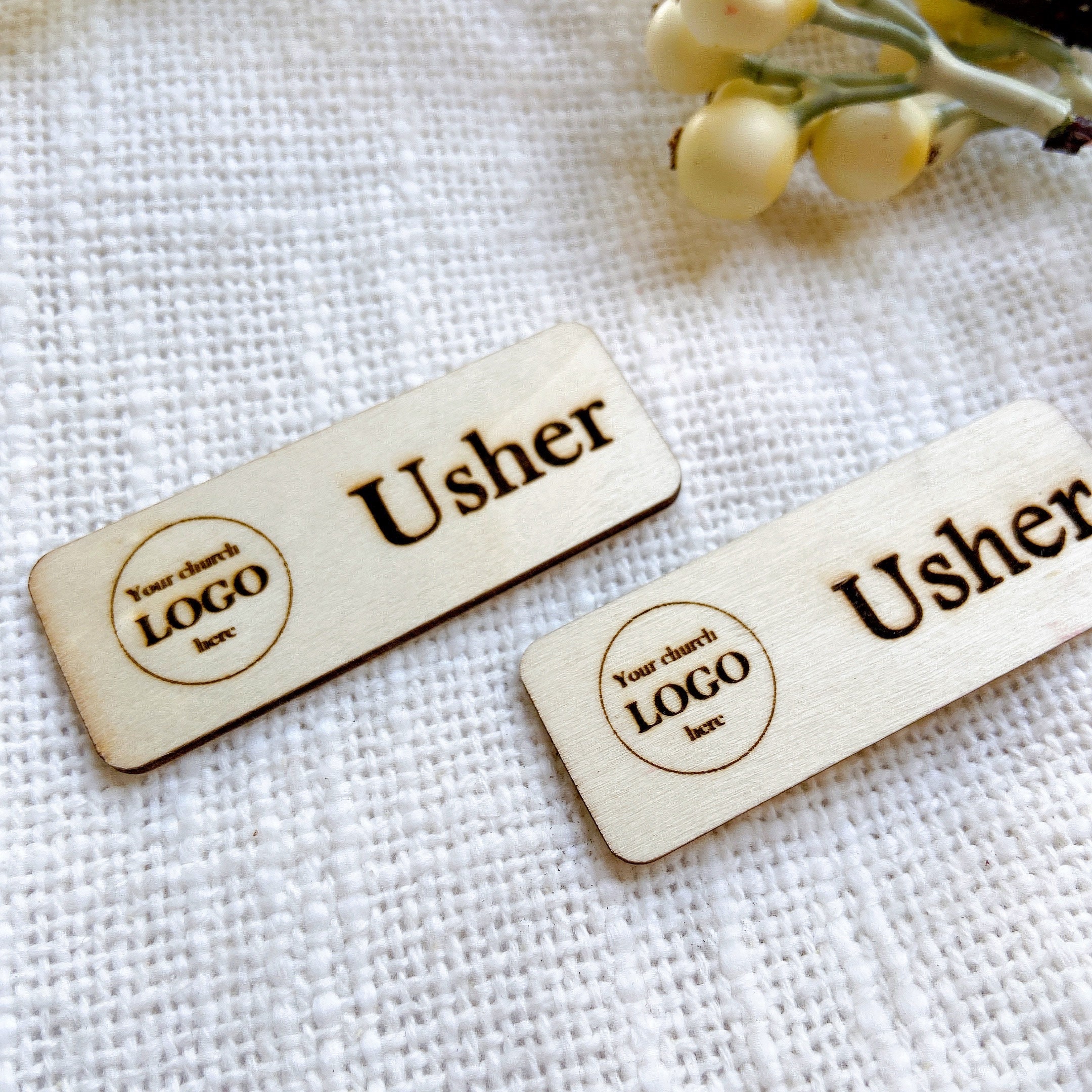 Church Wooden Name Tag Badge With Magnetic Backing or Pin Backing ...