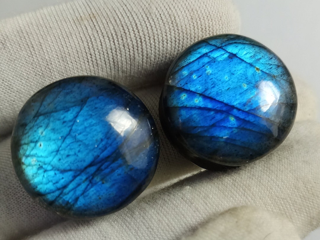 Natural Labradorite Plugs, Handmade Gauges, AAA Grade Double Flare Size ...