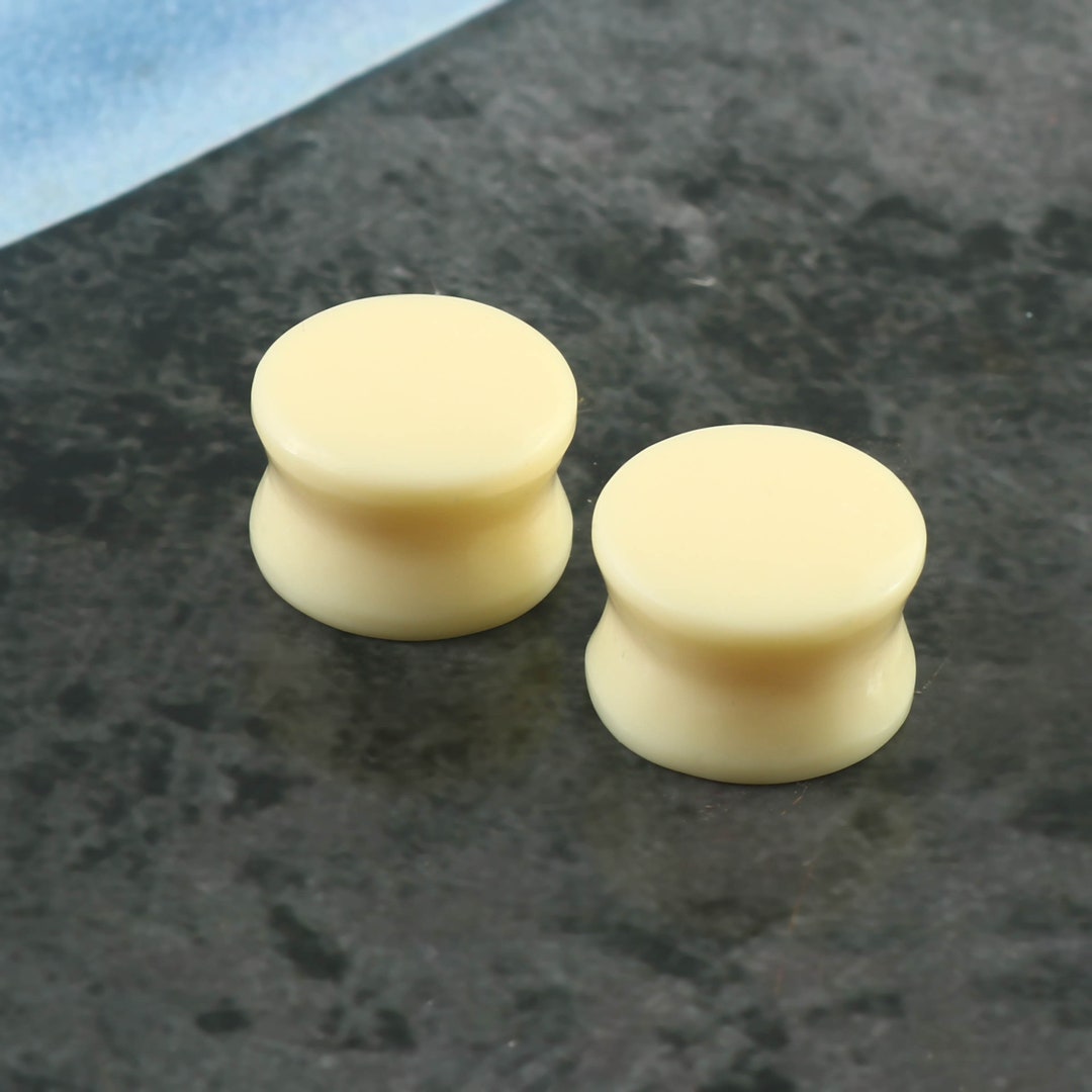 Pair of Buffalo Bone Plug Double Flare Plug Beautiful Gauges Size 8g to ...