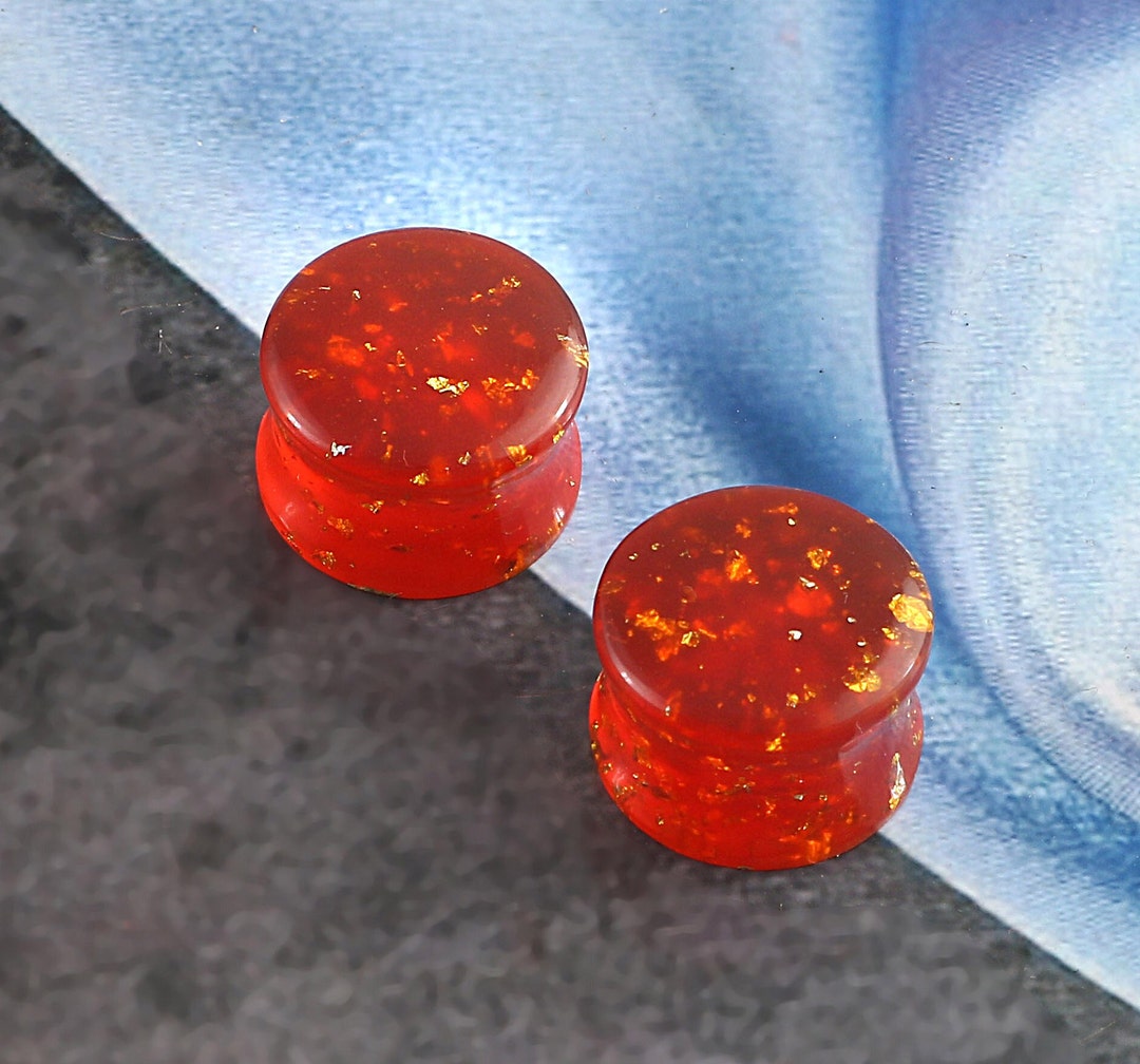 Baltic Amber Ear Plugs Double Flare Ear Gauges Handmade Smooth Polish ...