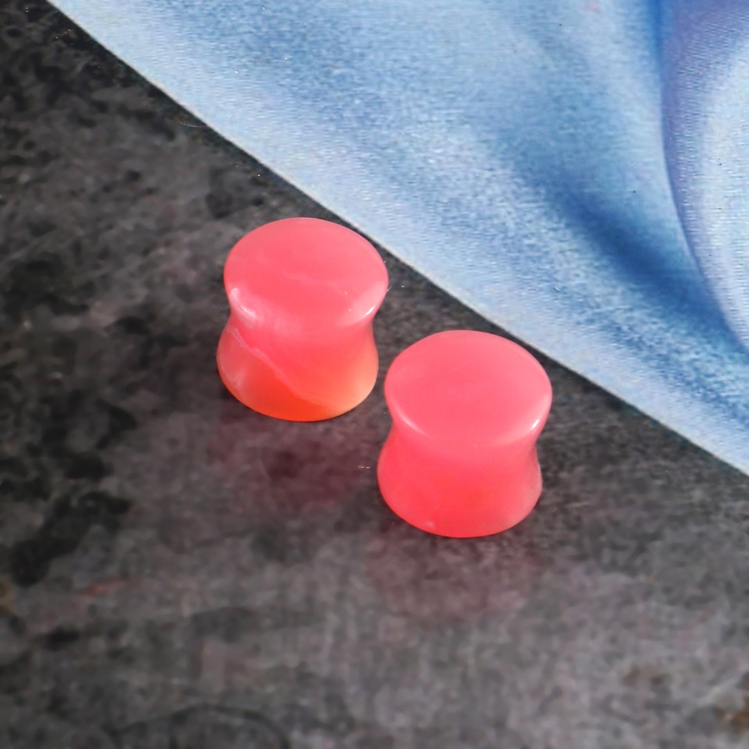 Beautiful Rose Quartz Stone Plug Double Flare Ear Plug Handmade Gauges ...