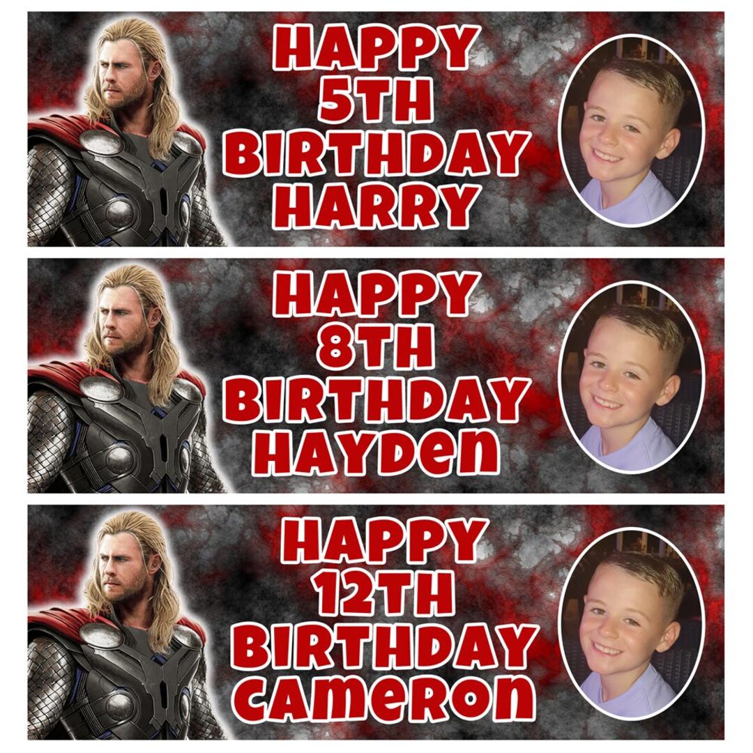 THOR Personalised Birthday Photo Banners Marvel Comics Personalised ...