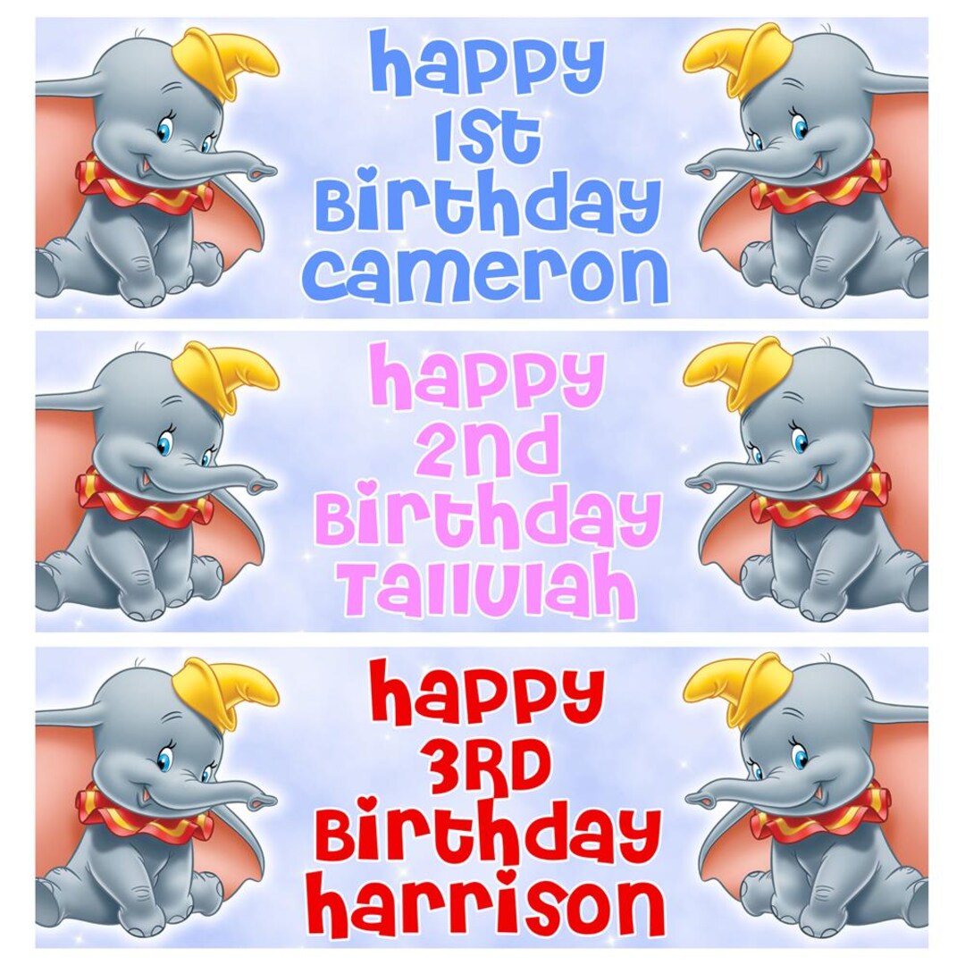 DUMBO Personalised Birthday Banners Disney Dumbo Personalised Banner ...