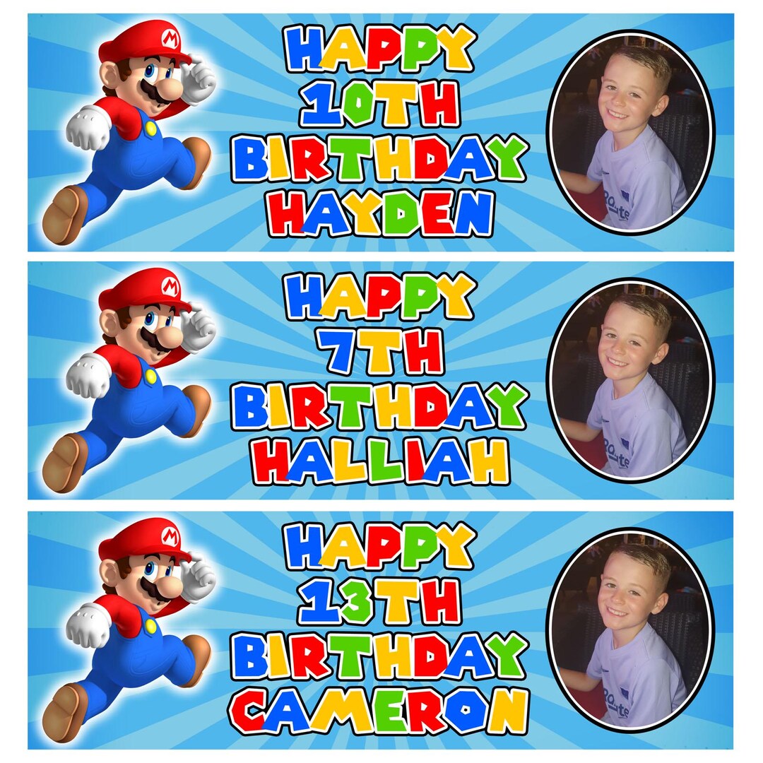 SUPER MARIO Personalised Birthday Photo Banners Super Mario ...