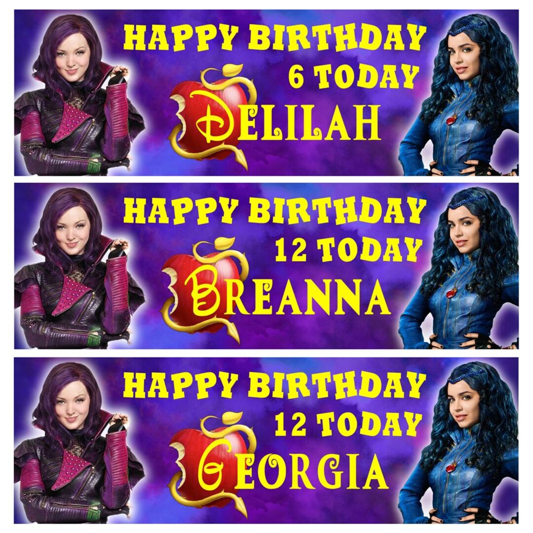 DESCENDANTS Personalised Birthday Banners Disney's Descendants ...