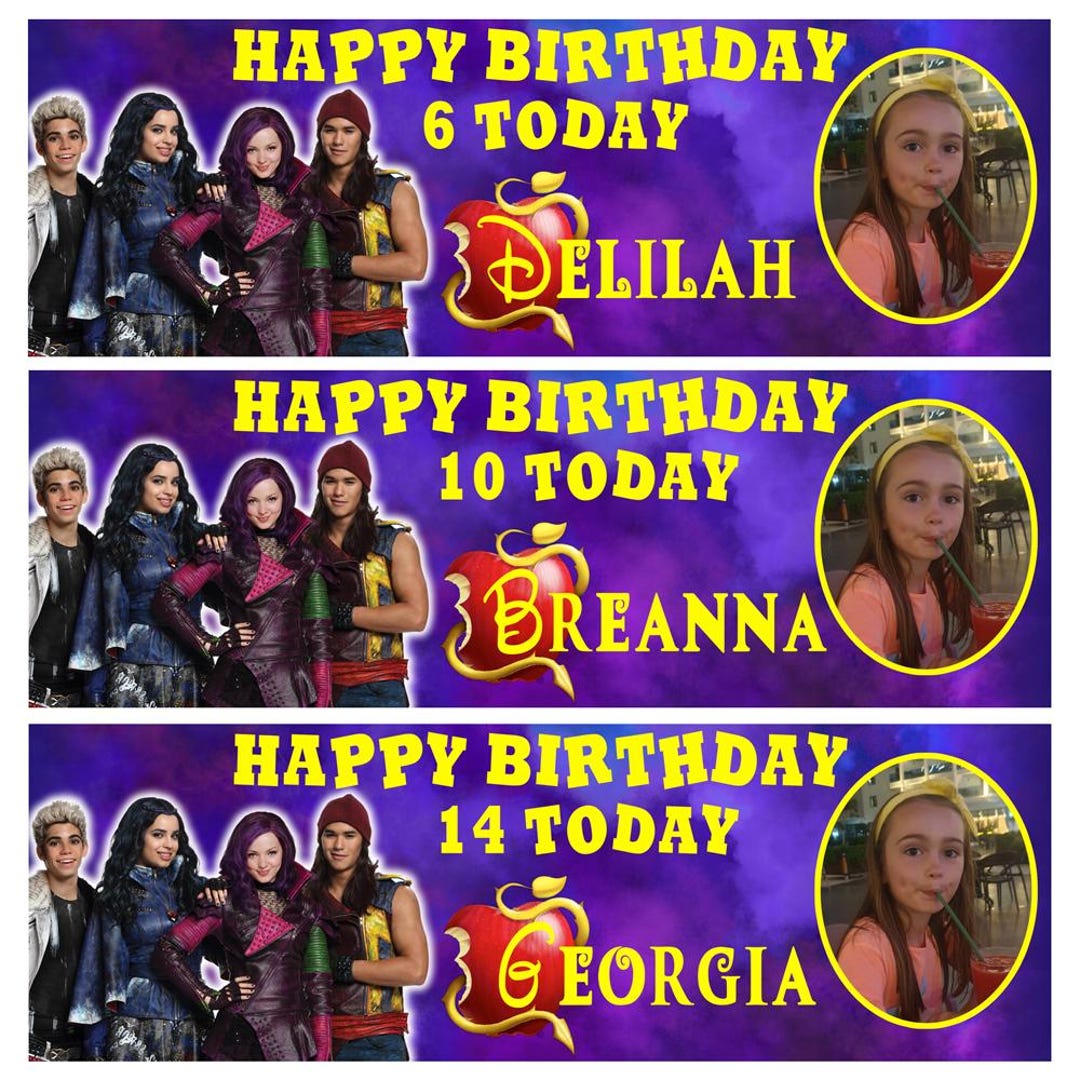DESCENDANTS Personalised Birthday Photo Banners Disney's Descendants ...
