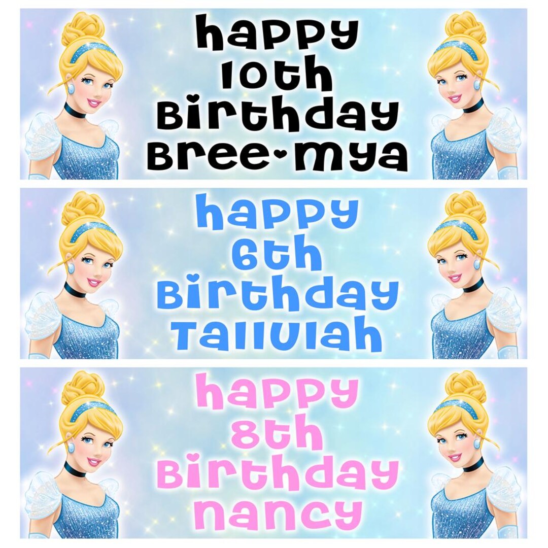 CINDERELLA Personalised Birthday Banners Disney Princesses Personalised ...