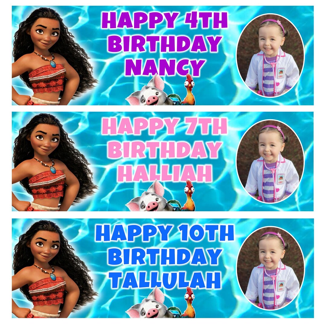 DISNEY MOANA Personalised Birthday Photo Banners Disney's Moana ...