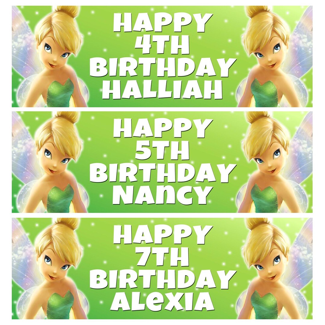 TINKERBELL Personalised Birthday Banners Disney Peter Pan Personalised ...
