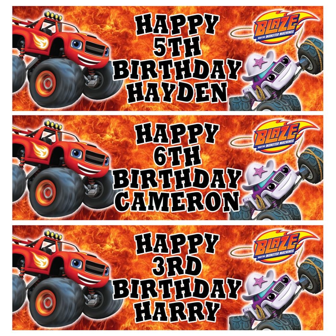 BLAZE Personalised Birthday Banners Blaze Personalised Banner Kids ...