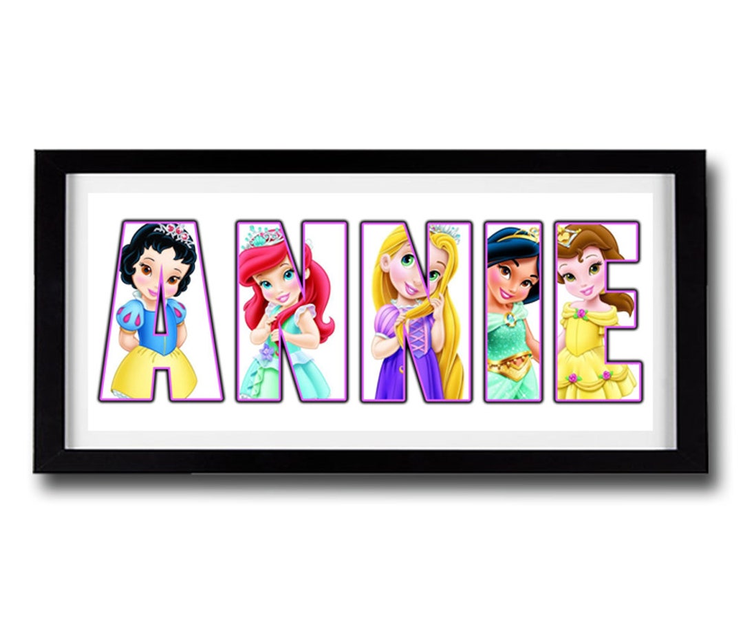 DISNEY PRINCESSES Personalised Name Framed Artwork Disney - Etsy