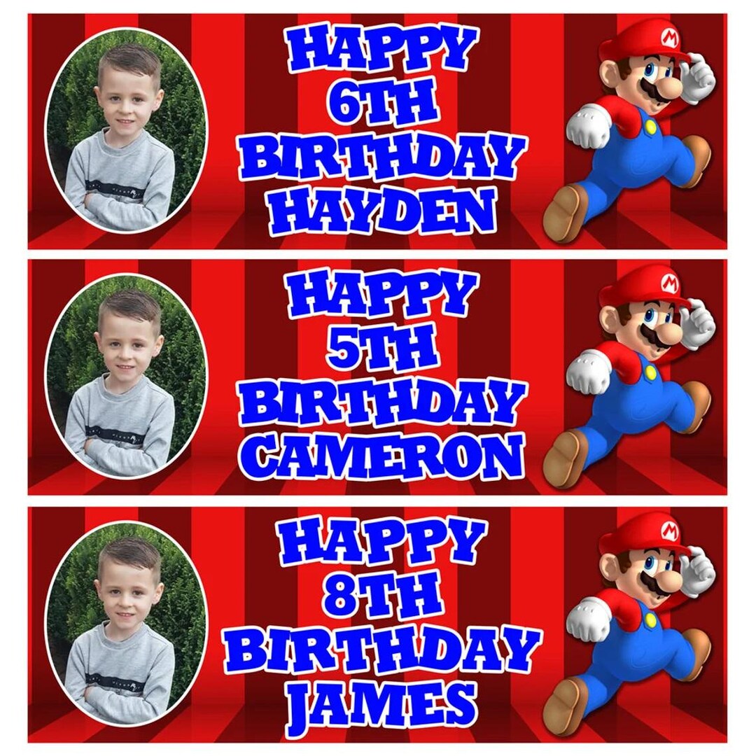 SUPER MARIO Personalised Birthday Photo Banners Super Mario ...