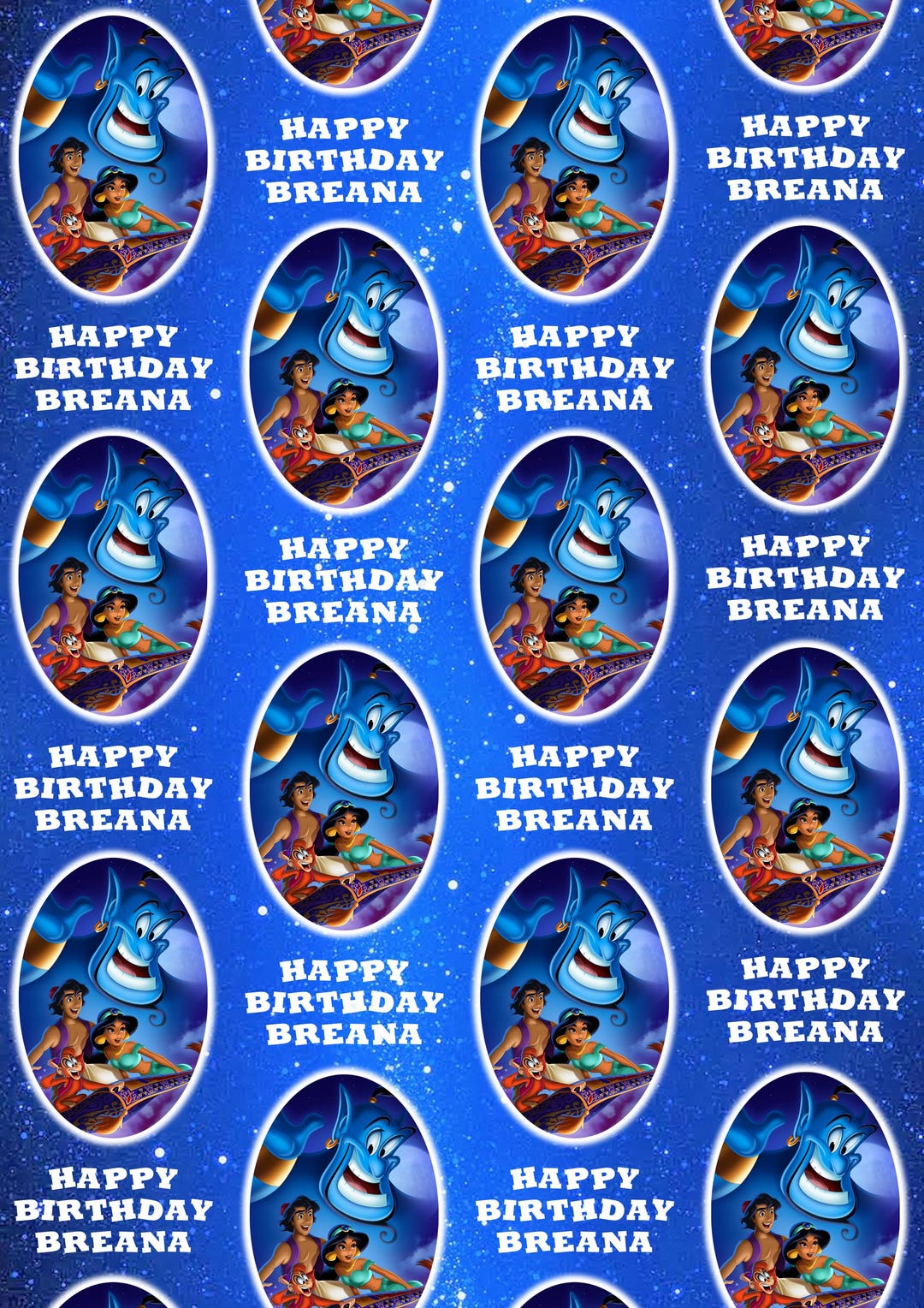 ALADDIN Personalised Birthday Wrapping Paper Disney Aladdin ...